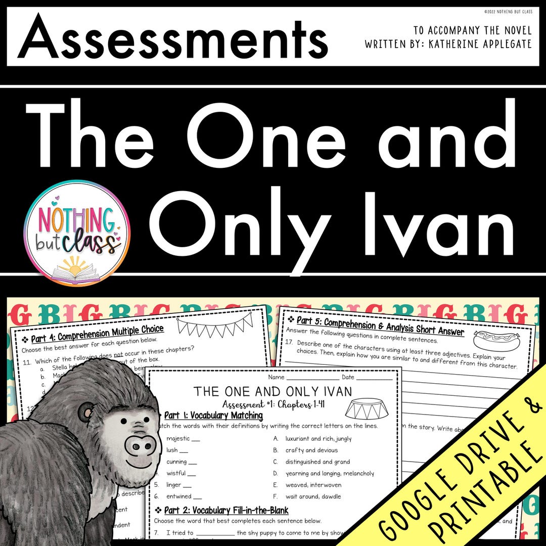 The One and Only Ivan - Tests | Quizzes | Assessments for Novel Study ...