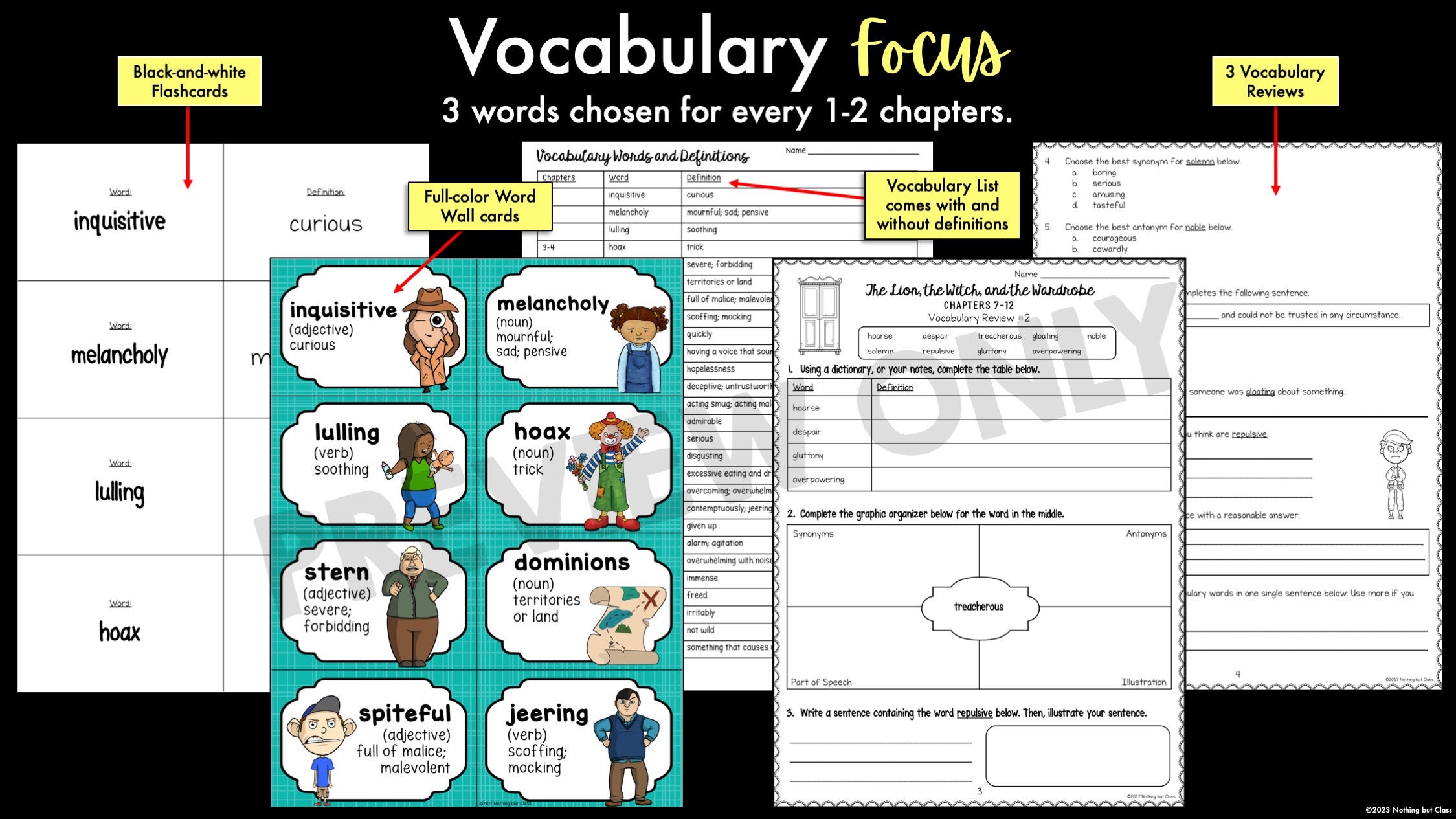 The Lion, the Witch, and the Wardrobe Comprehension and Vocabulary by ...