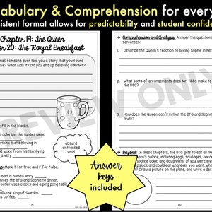 The BFG Novel Study Unit | Literature Guide | Comprehension Worksheets ...