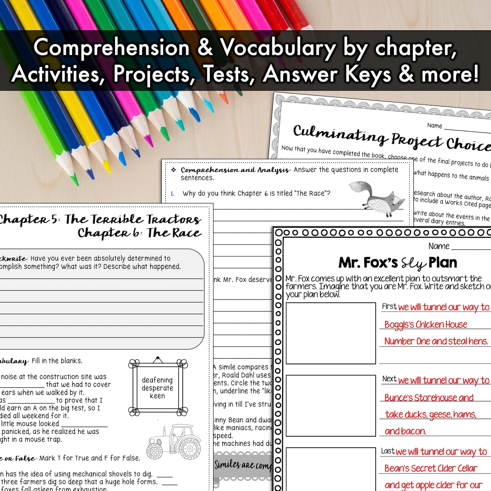 Fantastic Mr. Fox Novel Study Unit | Literature Guide | Comprehension ...