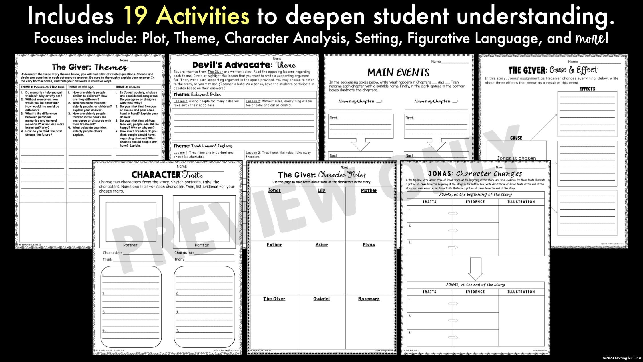 The Giver Novel Study Unit Literature Guide Comprehension Worksheets ...