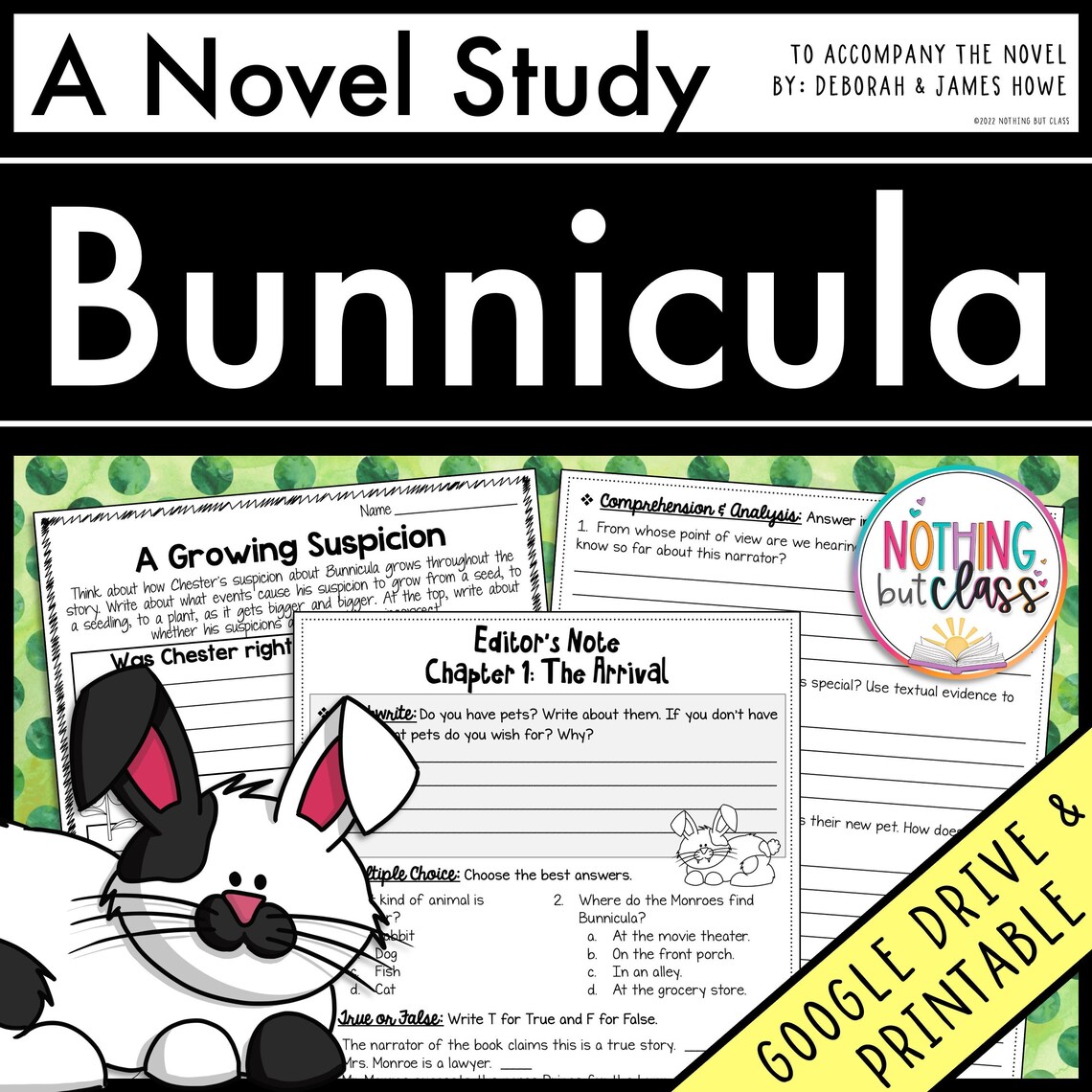 Bunnicula Novel Study Unit | Literature Guide | Comprehension ...