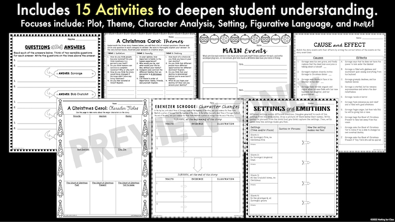 A Christmas Carol Novel Study Unit | Literature Guide | Comprehension ...