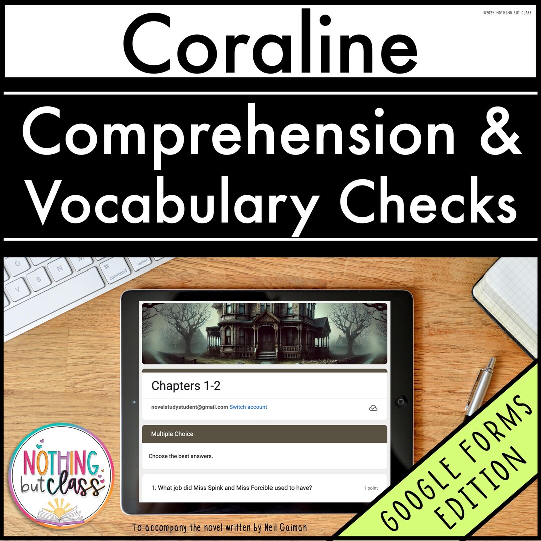 Coraline Novel Study - Google Forms Edition - Comprehension and ...