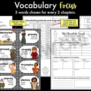 The Chocolate Touch | Comprehension and Vocabulary by Chapter | Guided ...