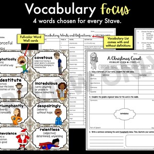 A Christmas Carol | Comprehension and Vocabulary by Chapter | Guided ...