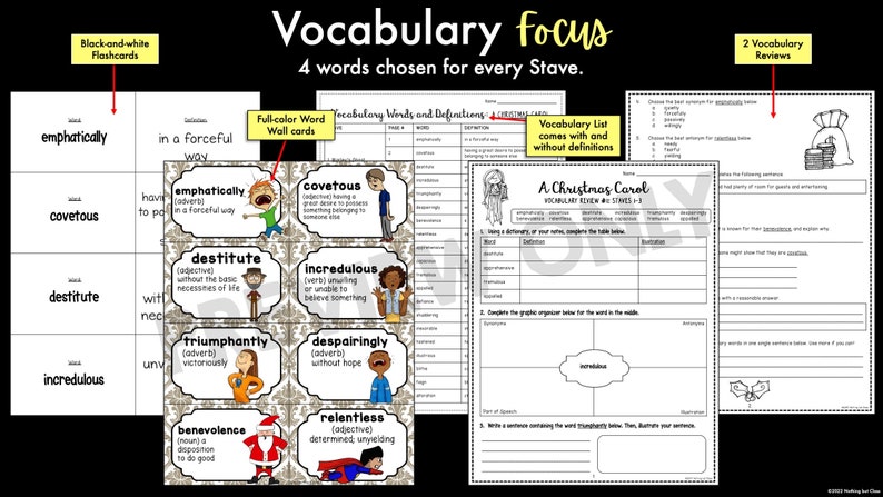 A Christmas Carol Comprehension and Vocabulary by Chapter Guided ...