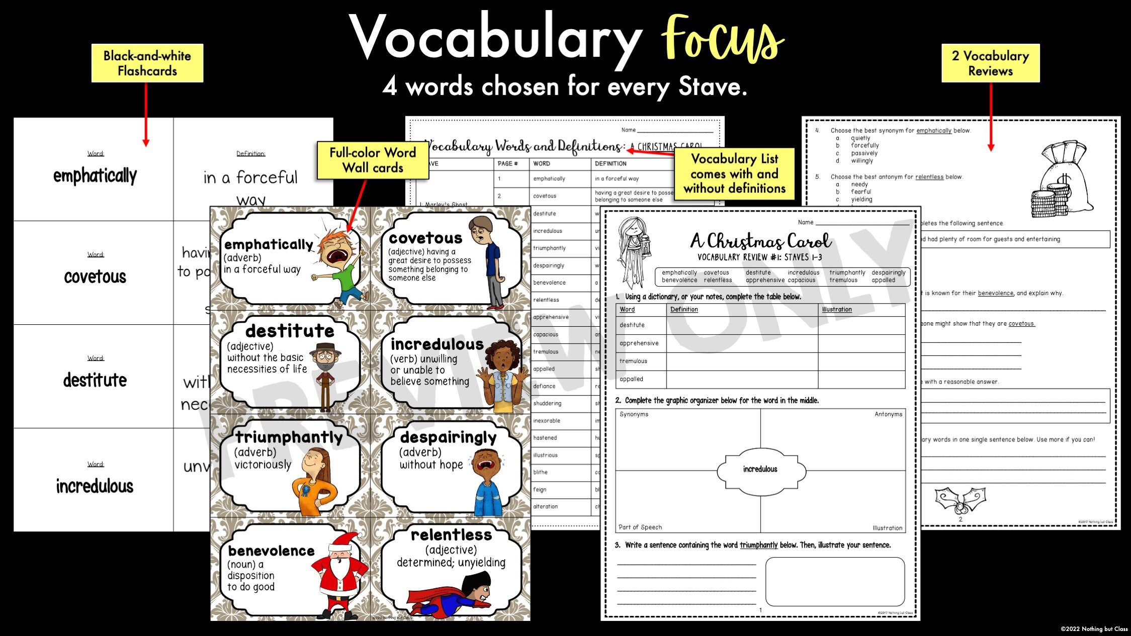 A Christmas Carol Comprehension and Vocabulary by Chapter Guided ...