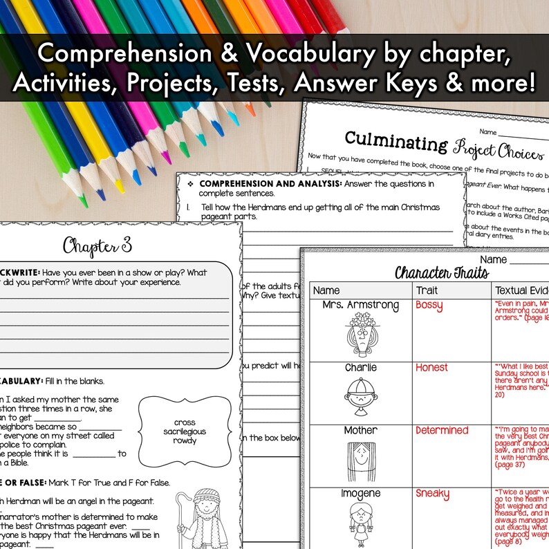 The Best Christmas Pageant Ever Novel Study Unit | Literature Guide ...