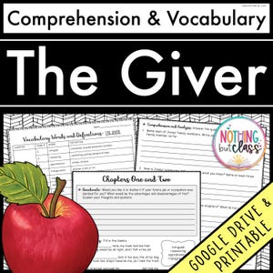 The Giver | Comprehension and Vocabulary by Chapter | Guided Reading ...