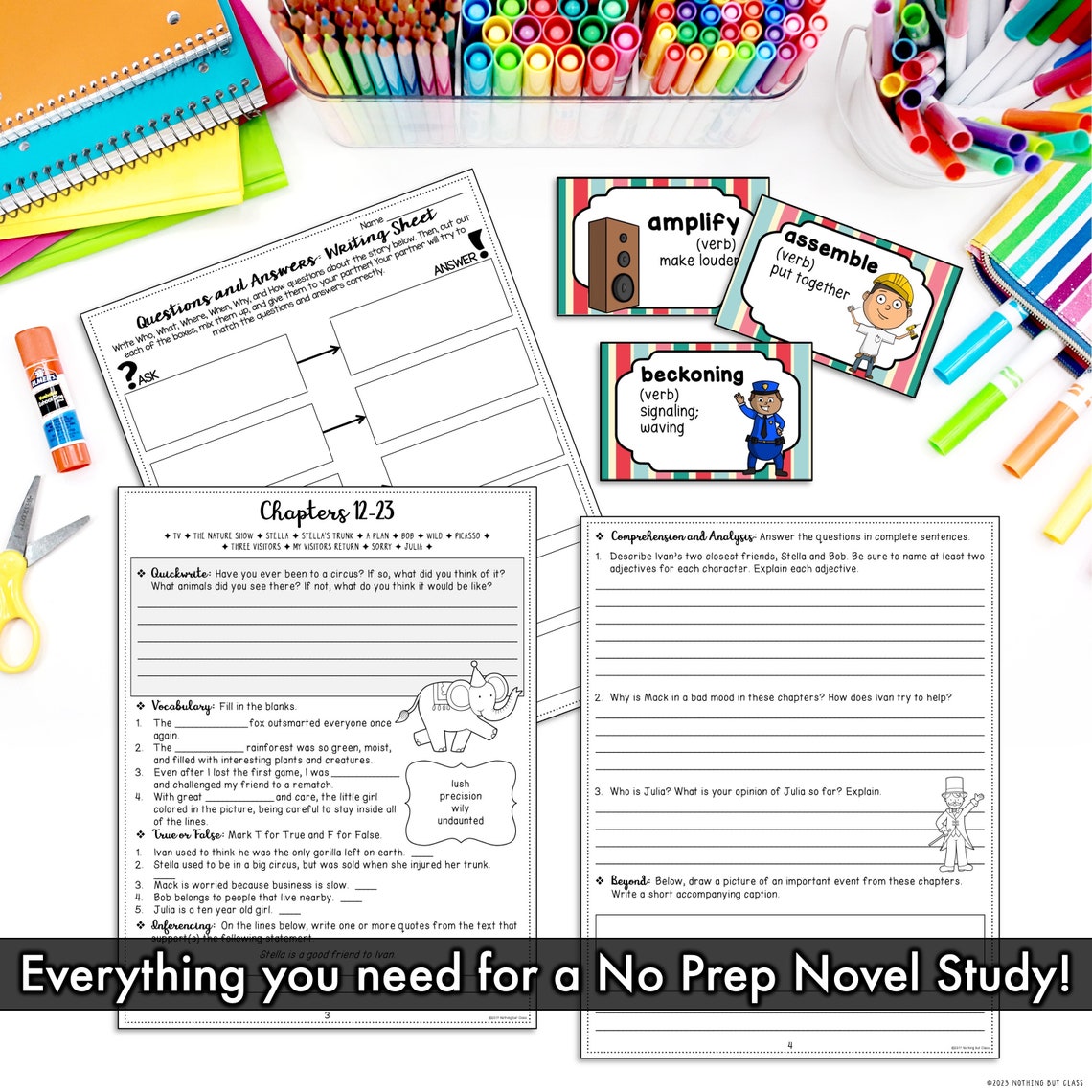 The One and Only Ivan Novel Study Unit Literature Guide Comprehension ...