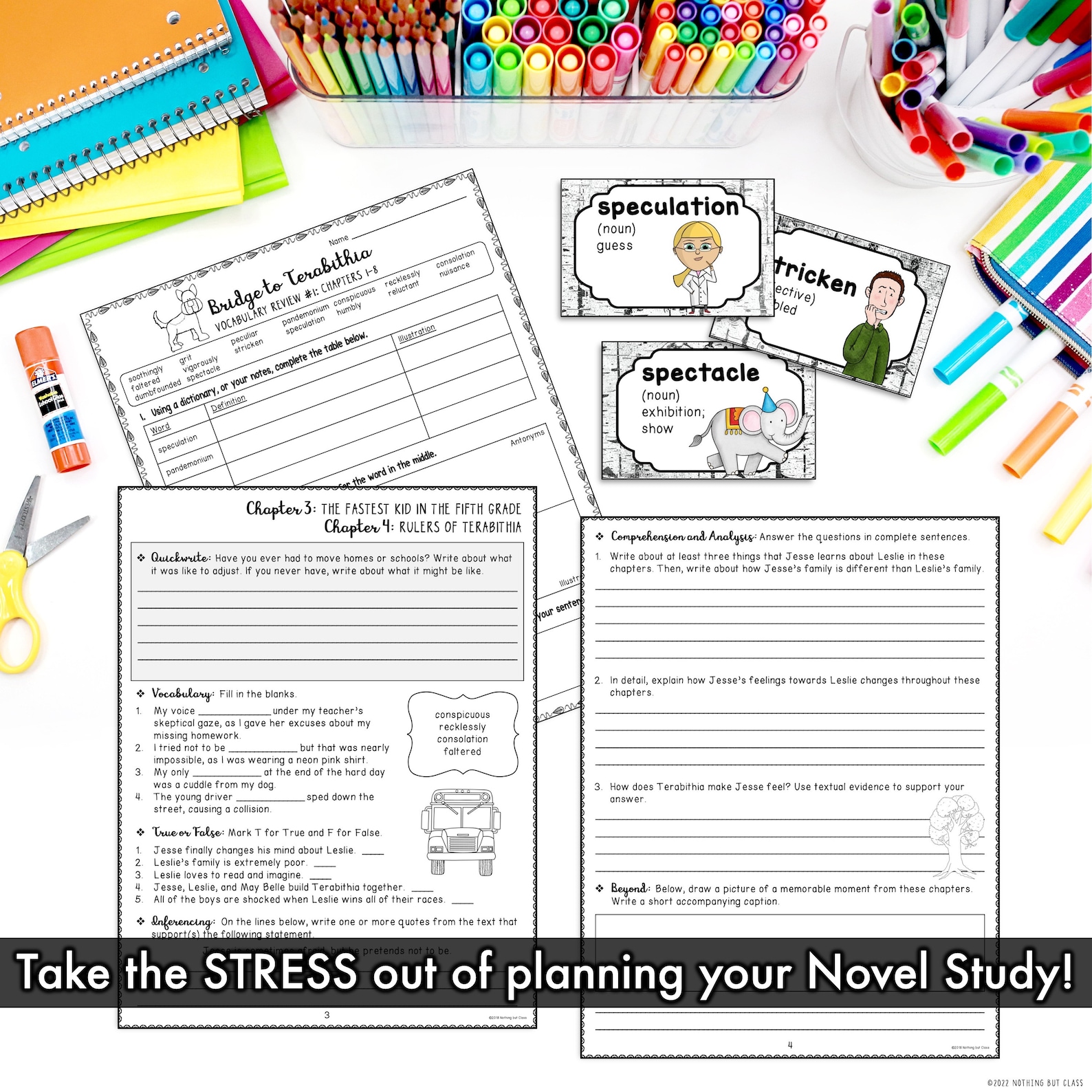 Bridge to Terabithia | Comprehension and Vocabulary by Chapter | Guided ...