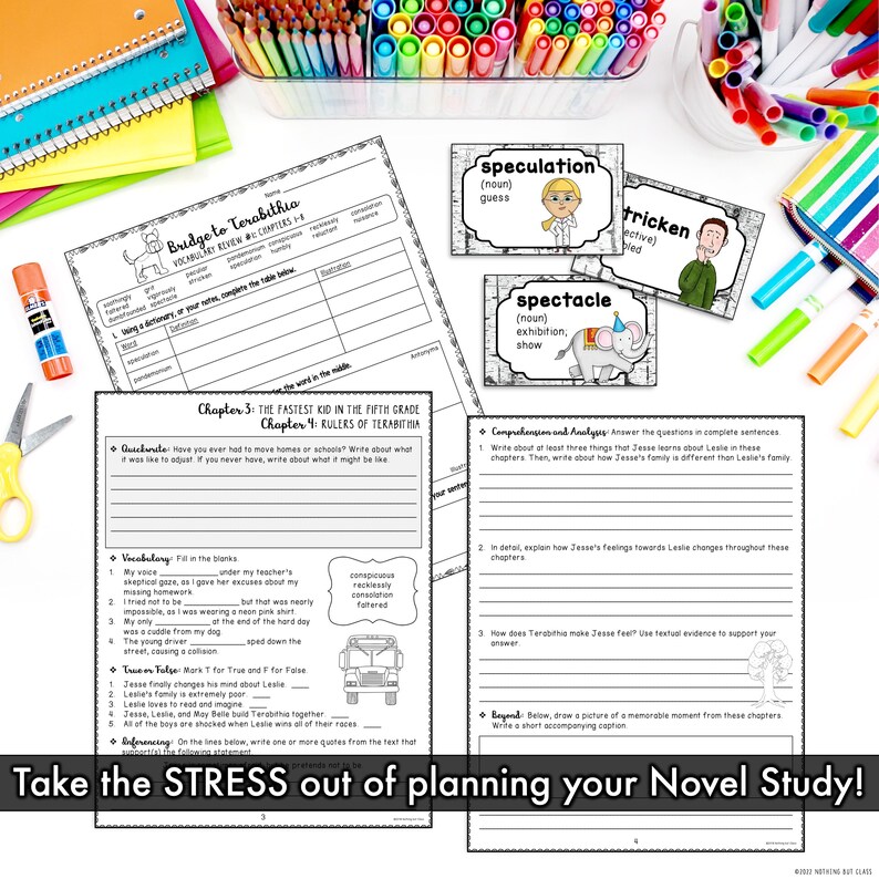 Bridge to Terabithia | Comprehension and Vocabulary by Chapter | Guided ...