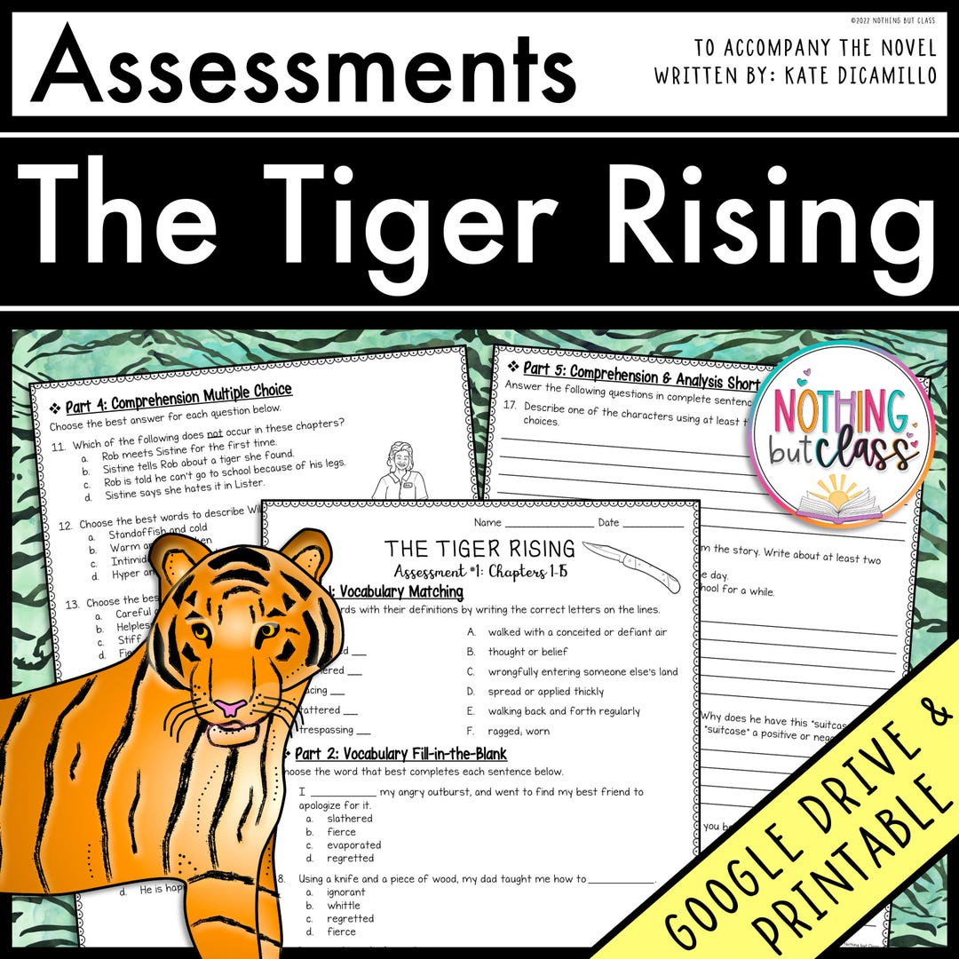The Tiger Rising - Tests | Quizzes | Assessments for Novel Study - Etsy