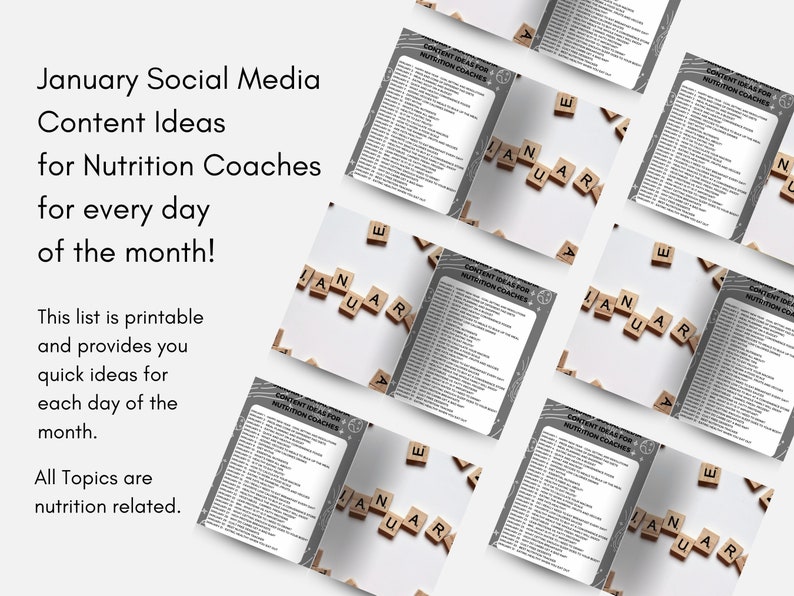 January Printable Social Media Content Idea List for Nutrition Coaches ...