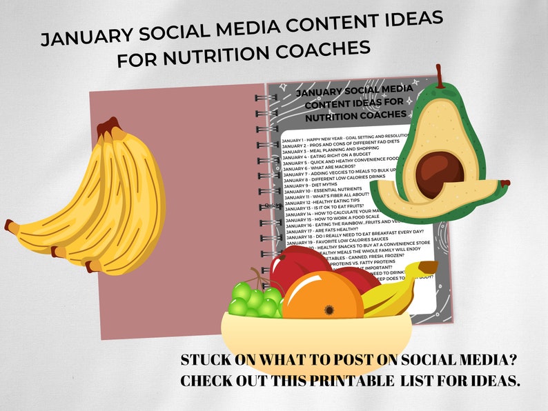 January Printable Social Media Content Idea List for Nutrition Coaches ...