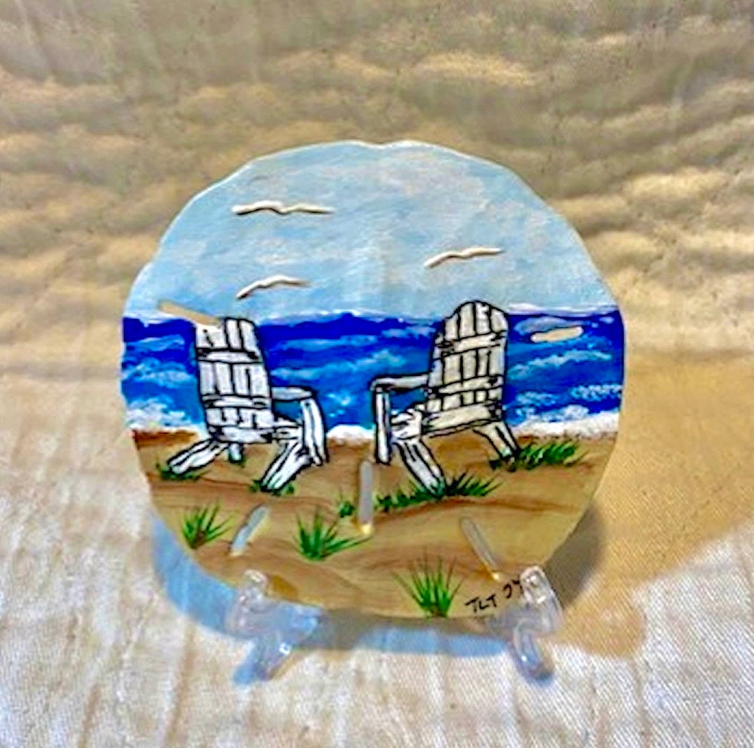 6hand Painted-beach Chairs-sand Dollar - Etsy