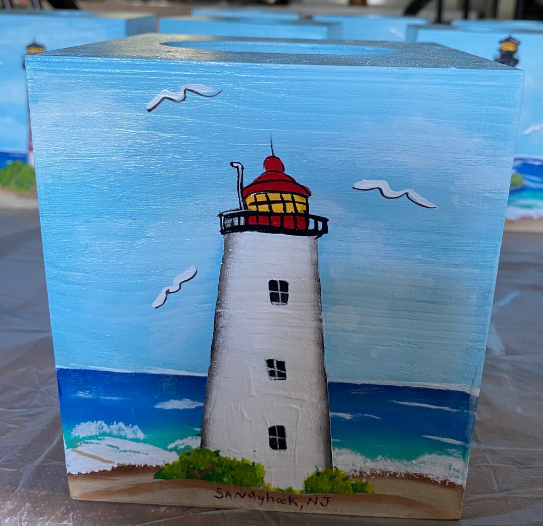 Wood Tissue Box Cover-new Jersey Lighthouses free Shipping - Etsy