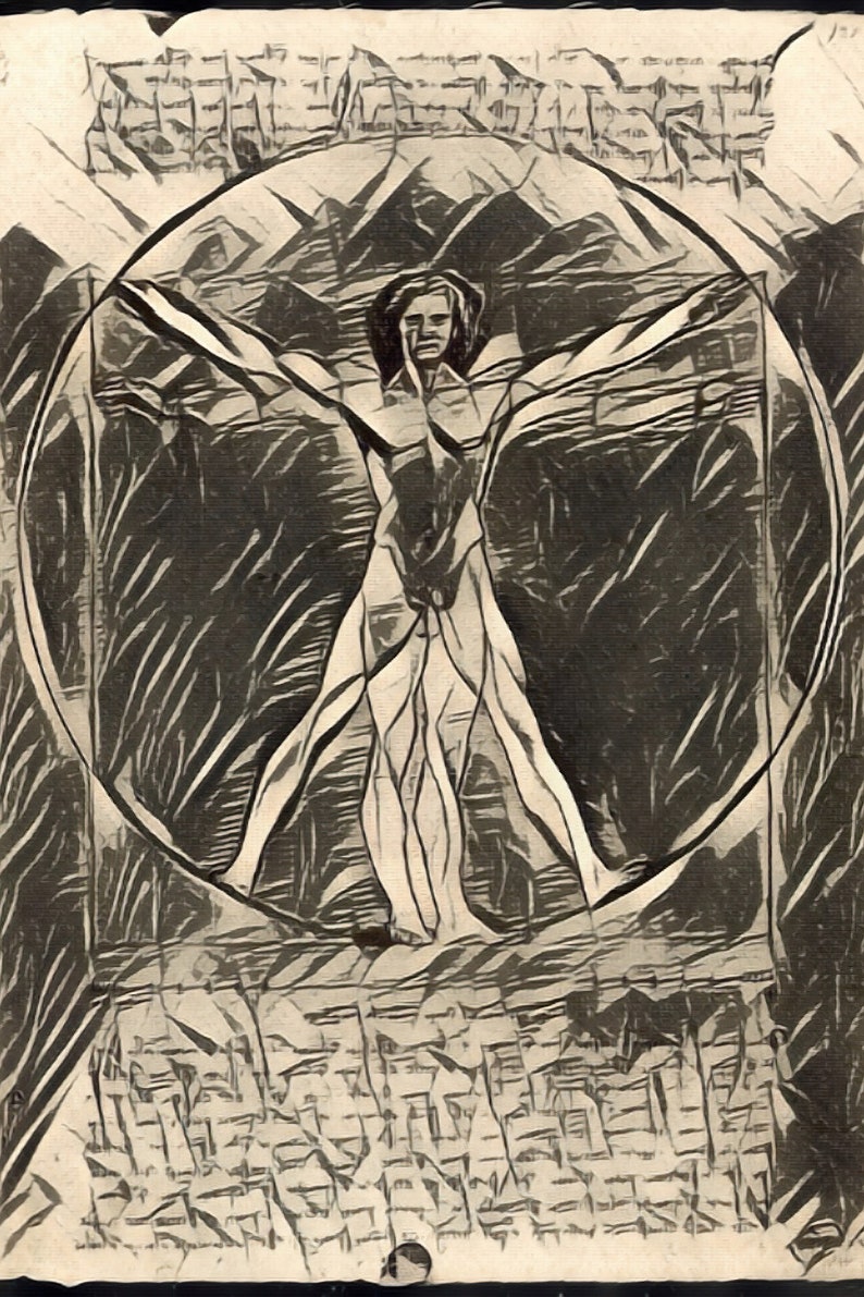 Leonardo Da Vinci, Vitruvian Man, Sketch, AI Art, Renaissance Art ...