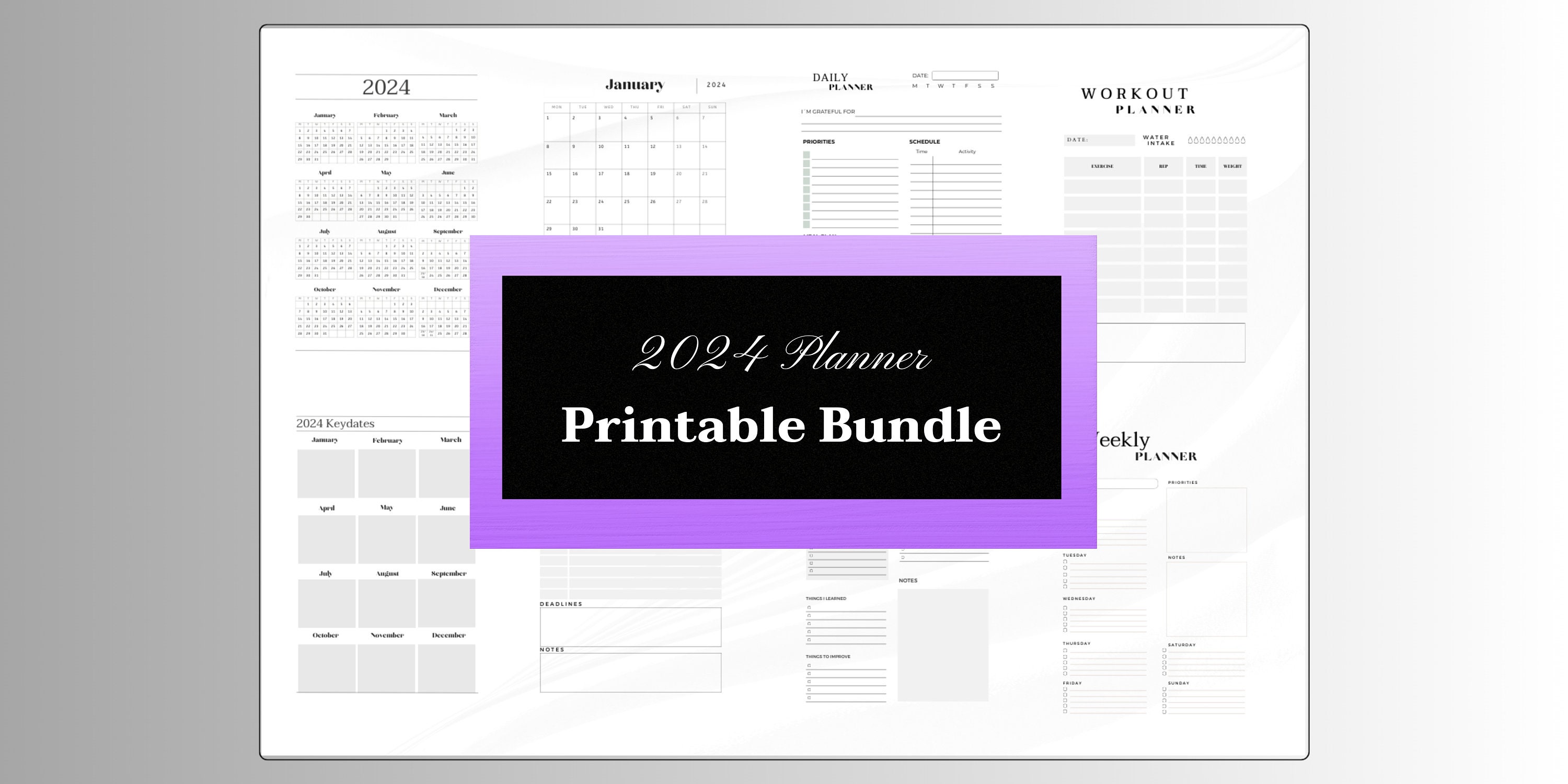 2024 Planner, Printable Bundle, PDF Pages - Etsy