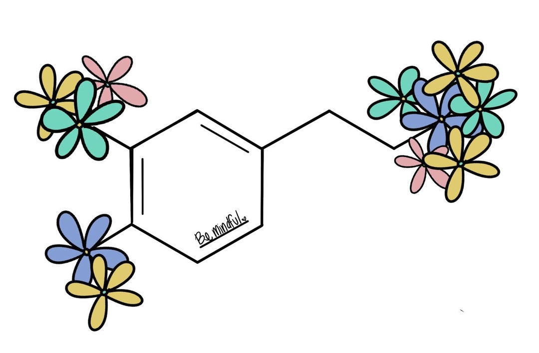 Floral Dopamine Molecule PNG, SVG, SUBLIMATION, Science Molecule ...