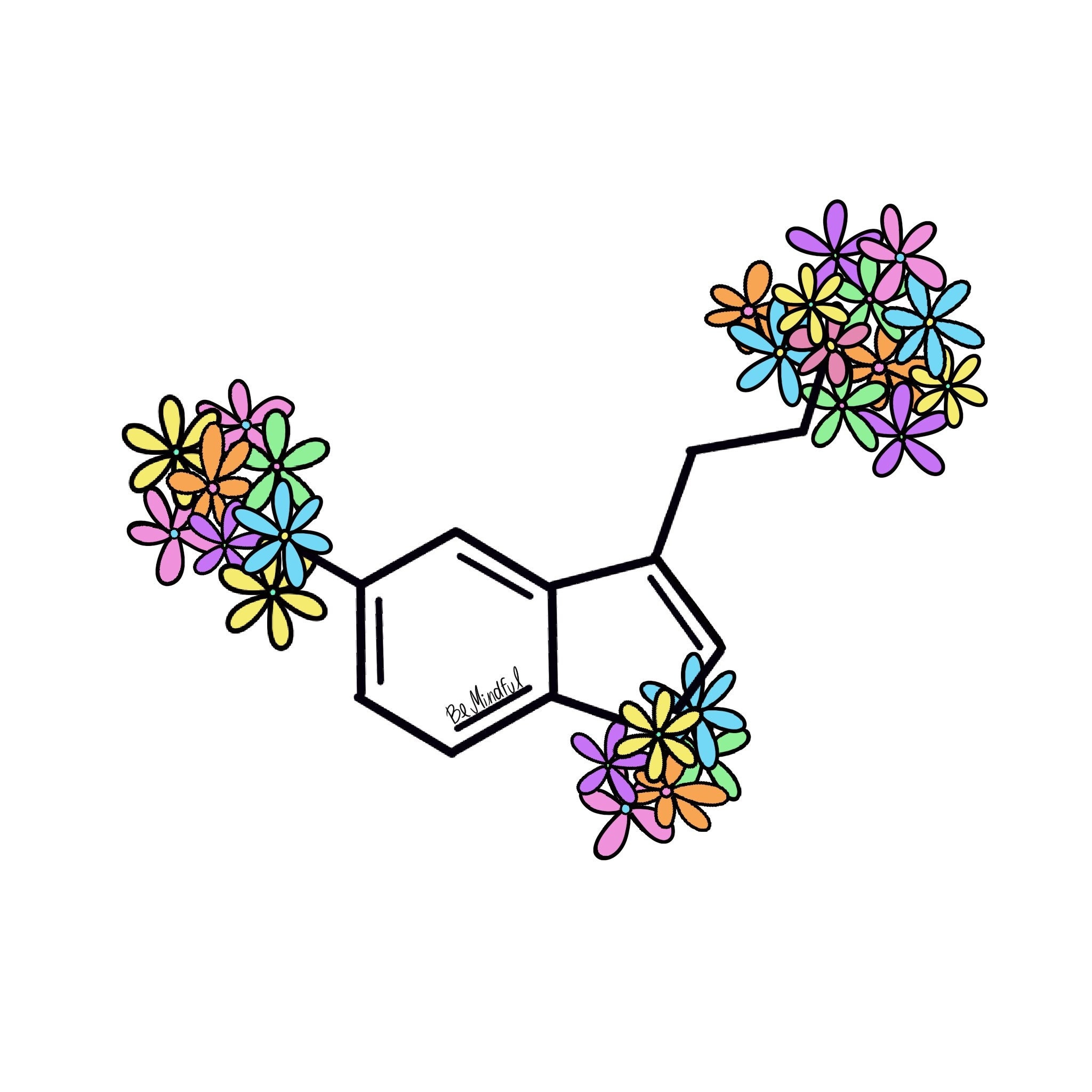 Floral Serotonin Molecule Designed by Hand for Everyone - Etsy
