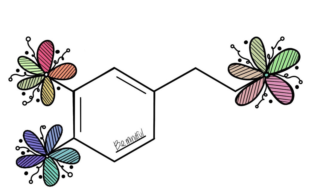 Floral Swirl Dopamine Molecule Digital Download, Png, SVG, Sublimation ...