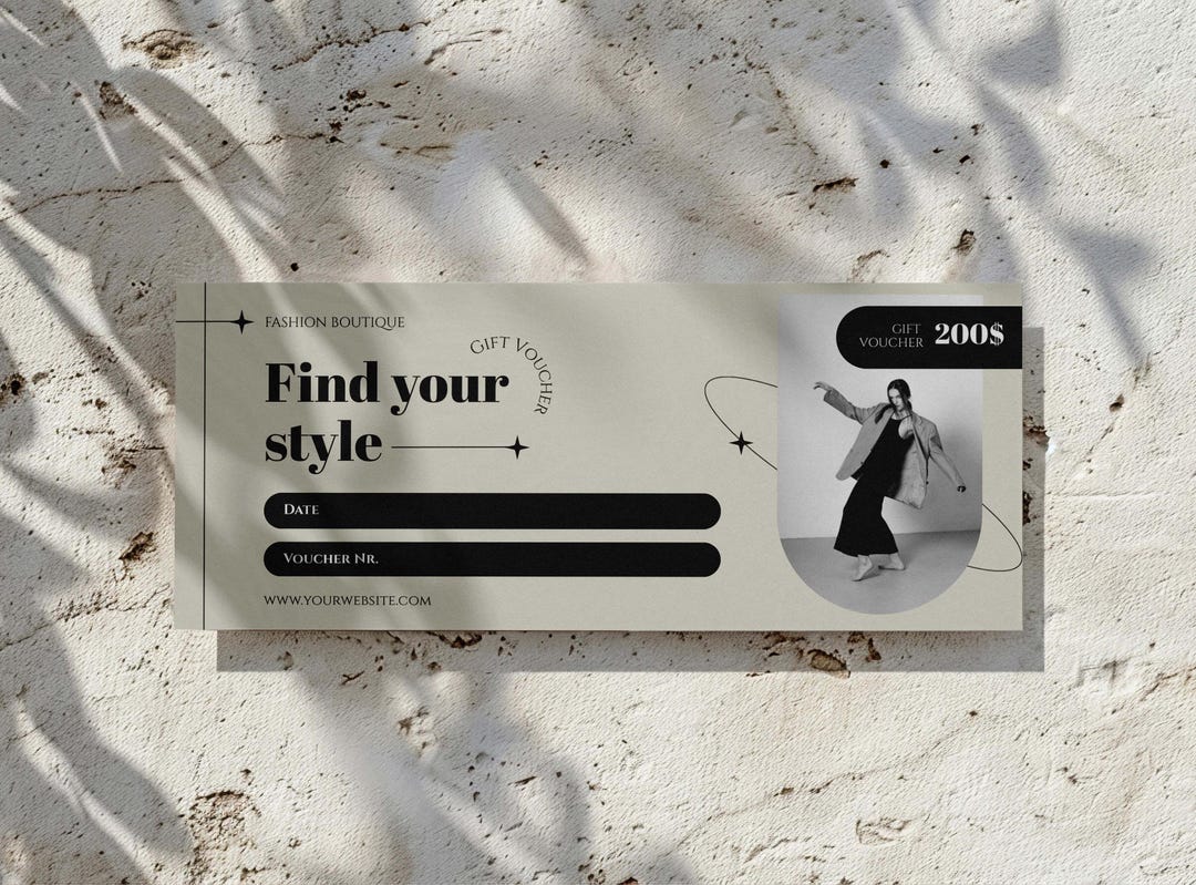 Fashion Gift Voucher Template, Canva Template, Editeble Gift Card, Gift ...