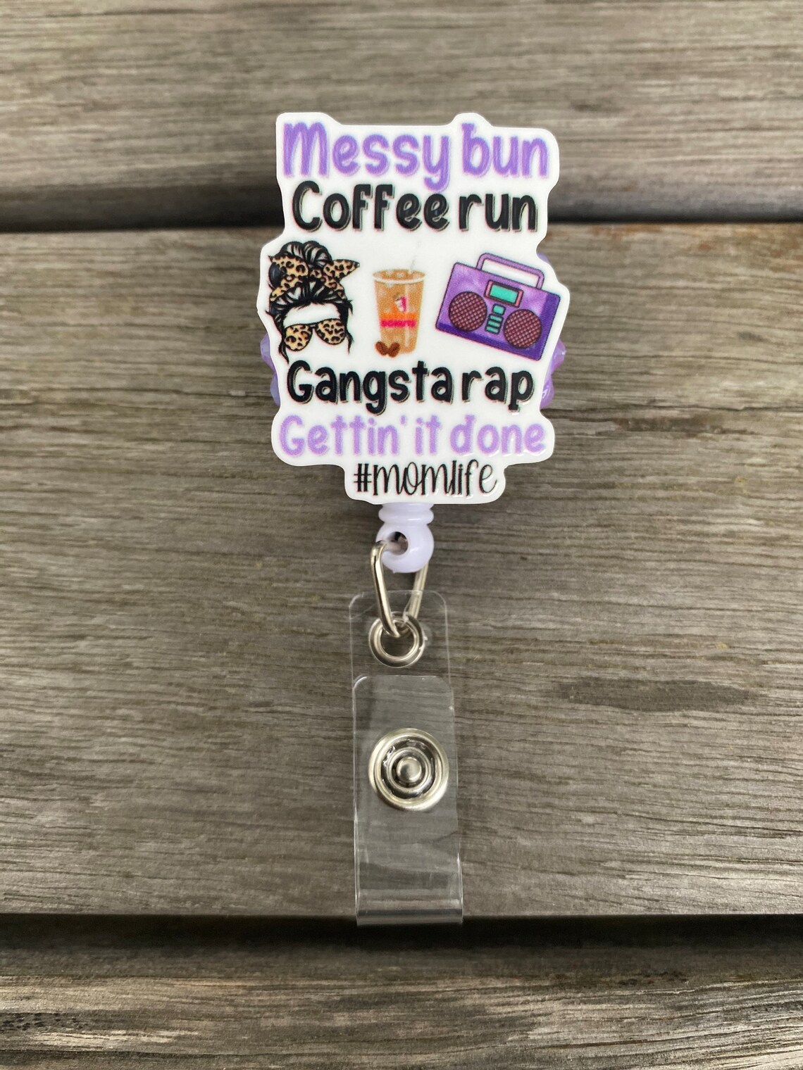 Messy Bun Coffee Run Badge Reel, Nurse Badge Reel, CNA Badge Reel ...
