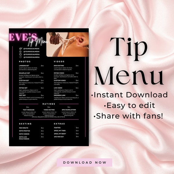 Cam Girl Tip Menu - Etsy