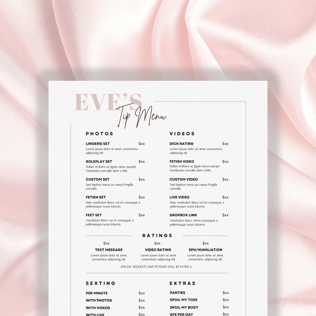 Onlyfans Tipping Menu Adult Creator List Camming, Cam Girl Valentines ...