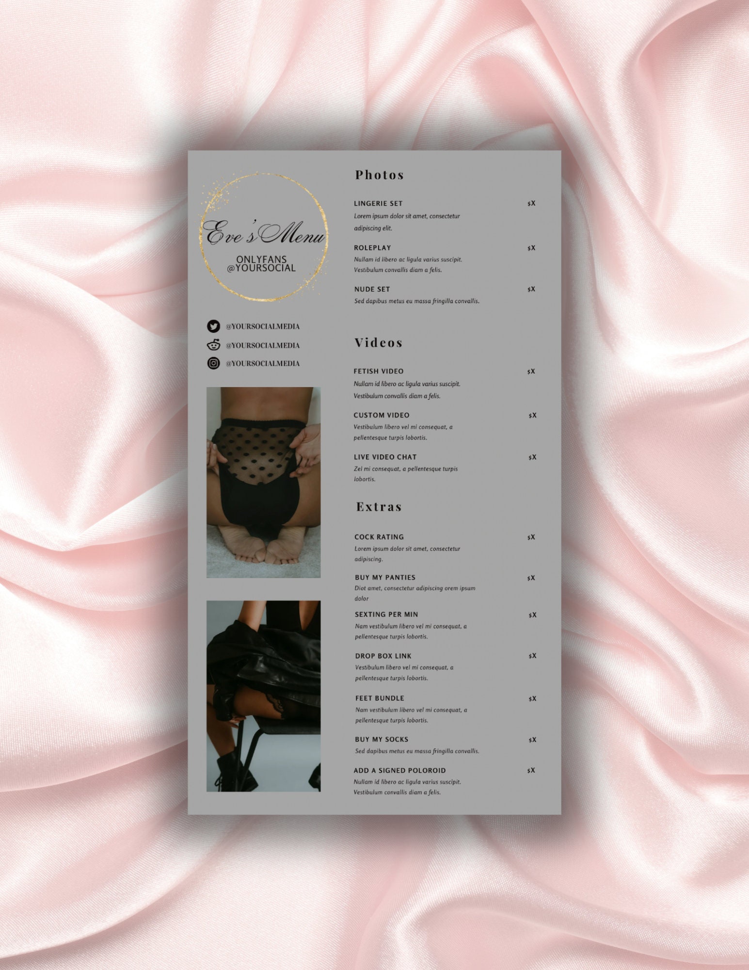 Onlyfans Minimalist Tipping Menu Adult Creator List - Etsy