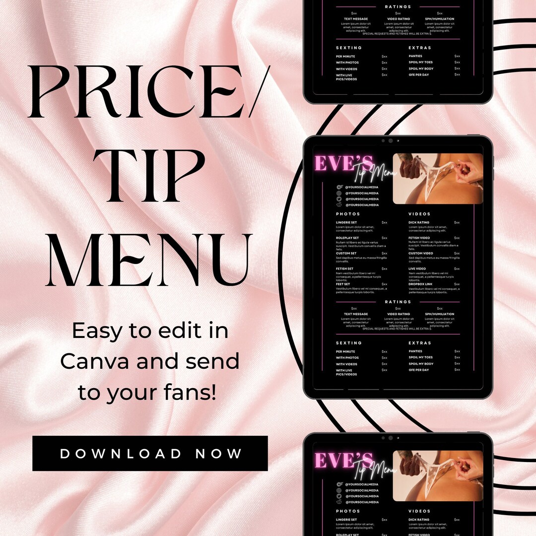 Onlyfans Minimalist Tipping Menu Adult Creator List Camming, Cam Girl ...