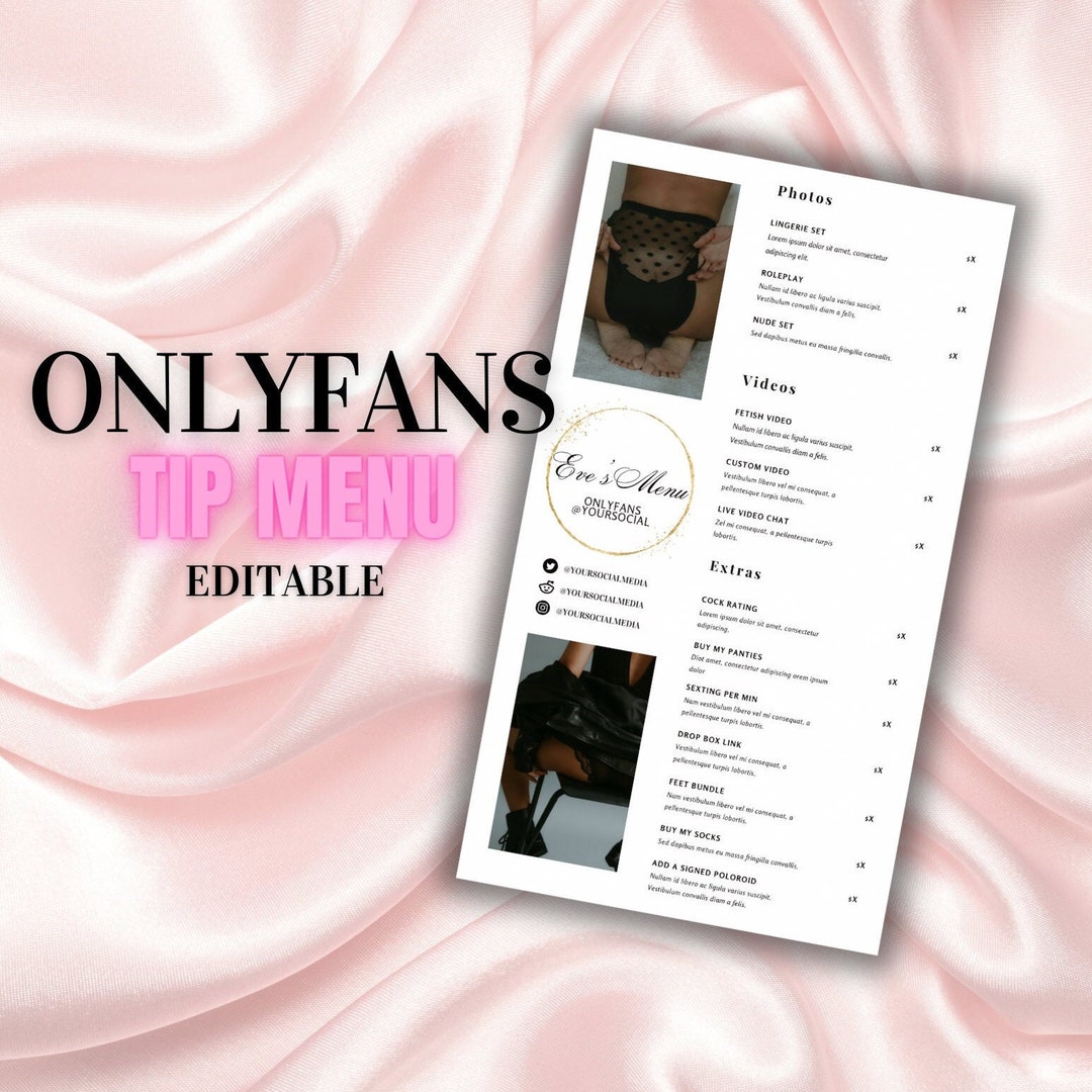 Onlyfans Minimalist Tipping Menu | Adult Creator List | Camming, Cam ...