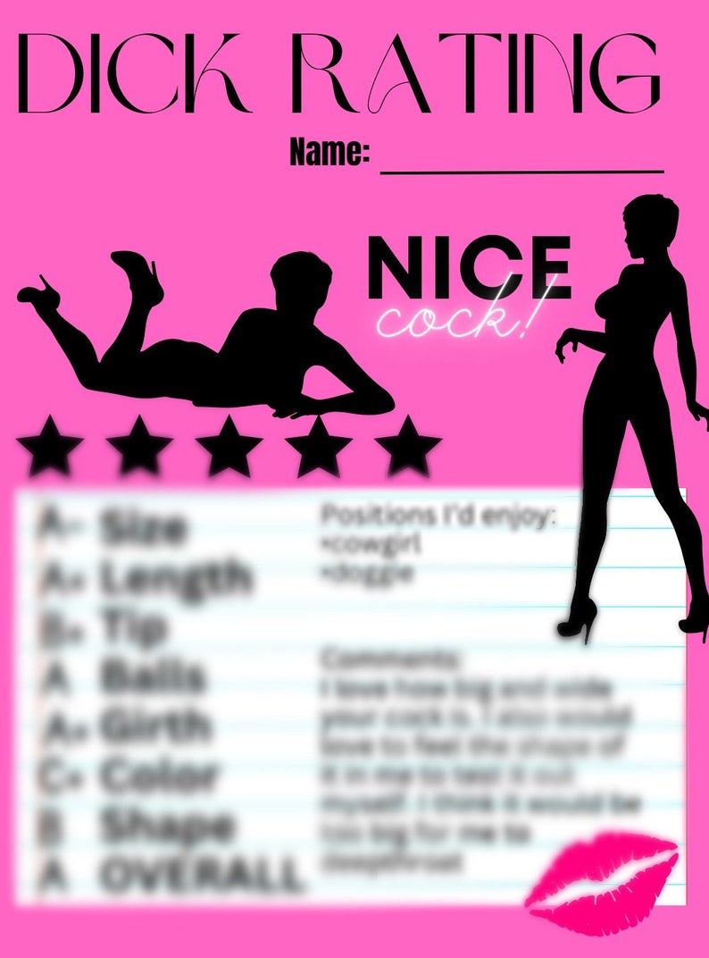 Dick Rating Bundle Adult Content Creator Onlyfans Niche Tip Menu Camgirl Cock Report Card Rating ...