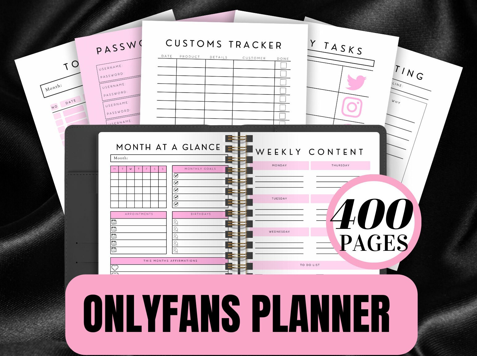 Onlyfans Planner Onlyfans Chaterbate Fansly Twitch Streamer Complete ...
