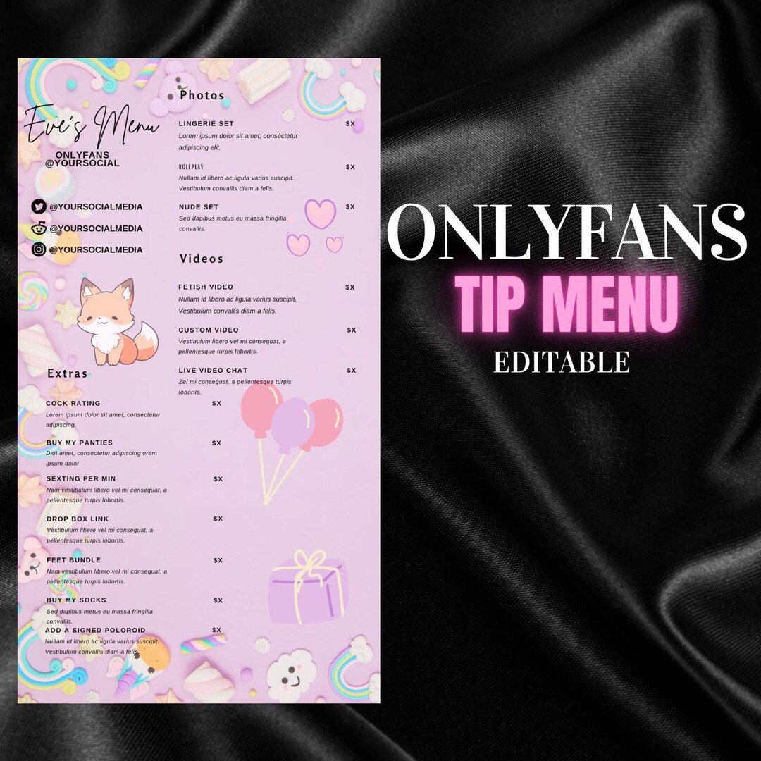 Onlyfans Tipping Menu Adult Creator List Camming, Cam Girl Valentines ...
