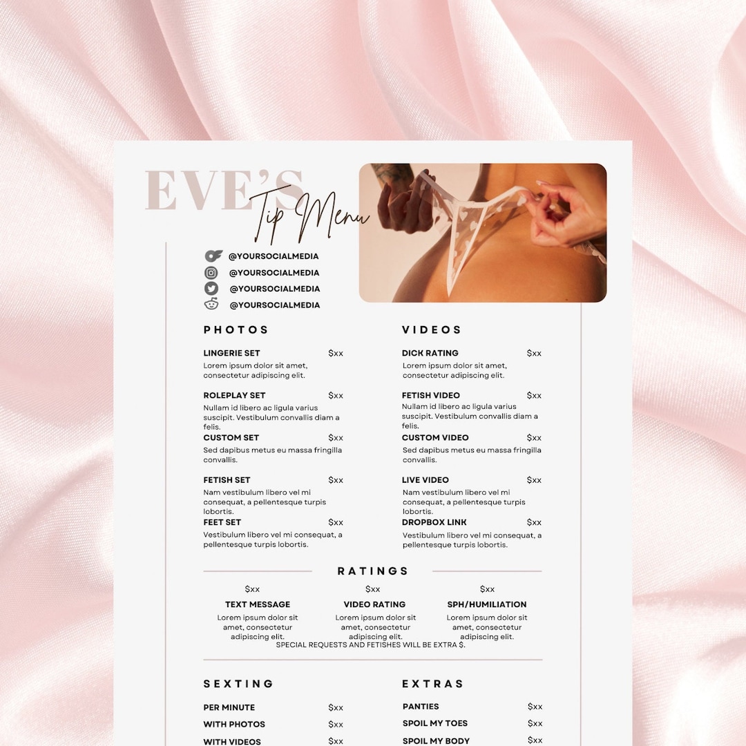 Onlyfans Minimalist Tipping Menu | Adult Creator List | Camming, Cam ...