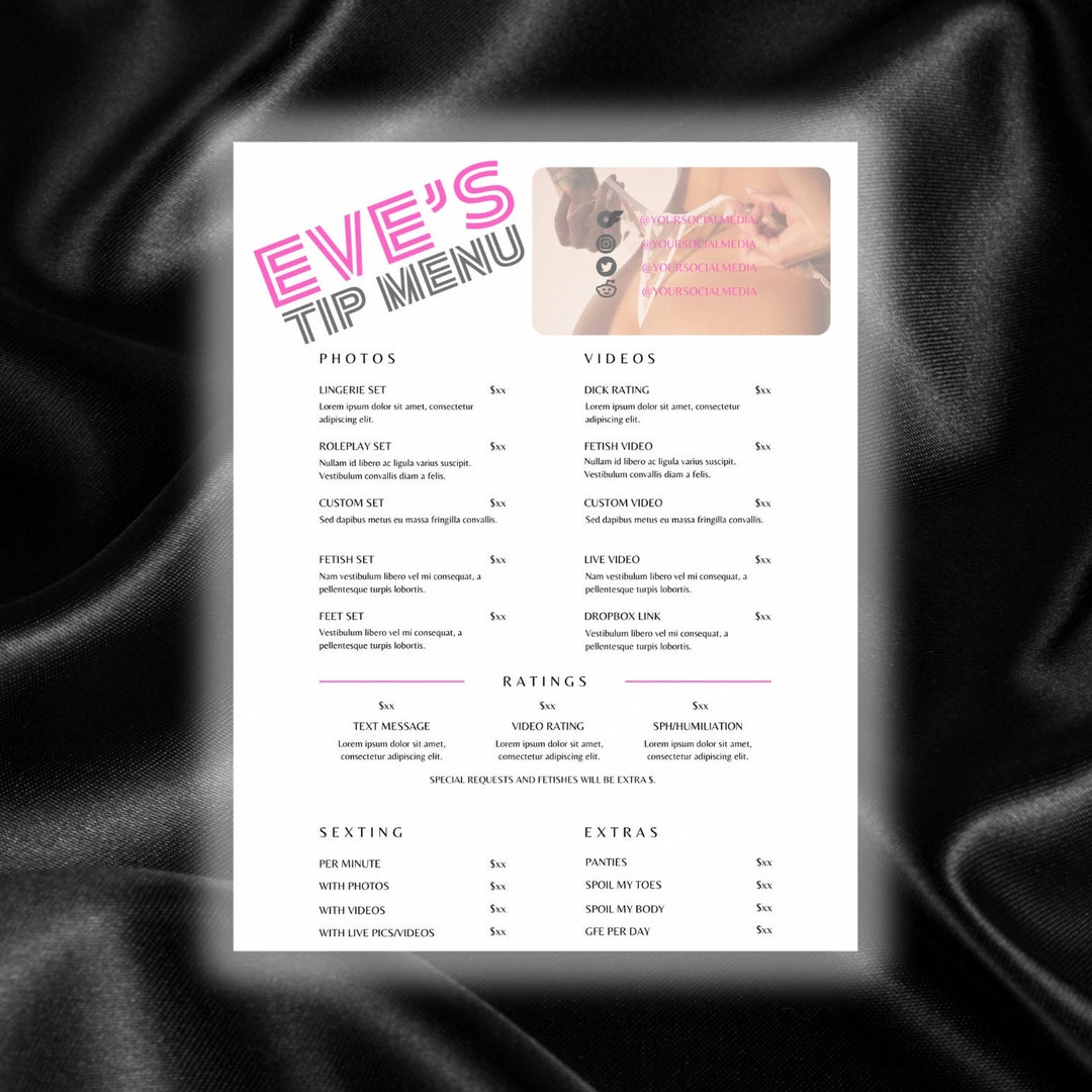 Onlyfans Minimalist Tipping Menu | Adult Creator List | Camming, Cam ...