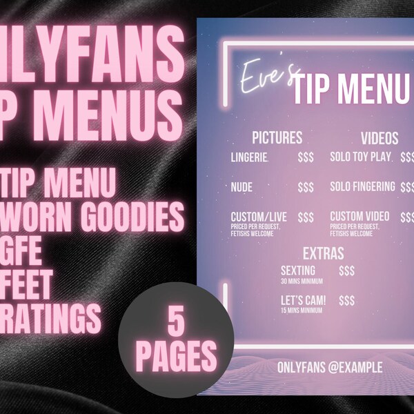 Cam Girl Tip Menu - Etsy