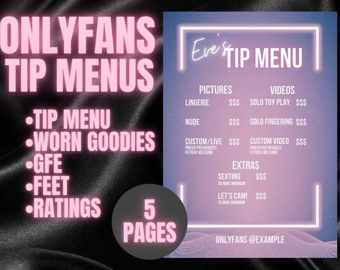 Neon Onlyfans Tip Menu | Editable Template | Canva Template | Tip Menu ...