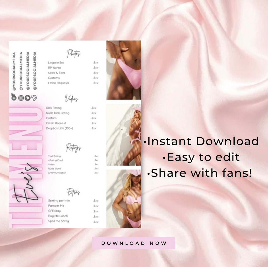 Onlyfans Minimalist Tipping Menu Bundle Adult Creator List Camming, Cam Girl Valentines Onlyfans ...