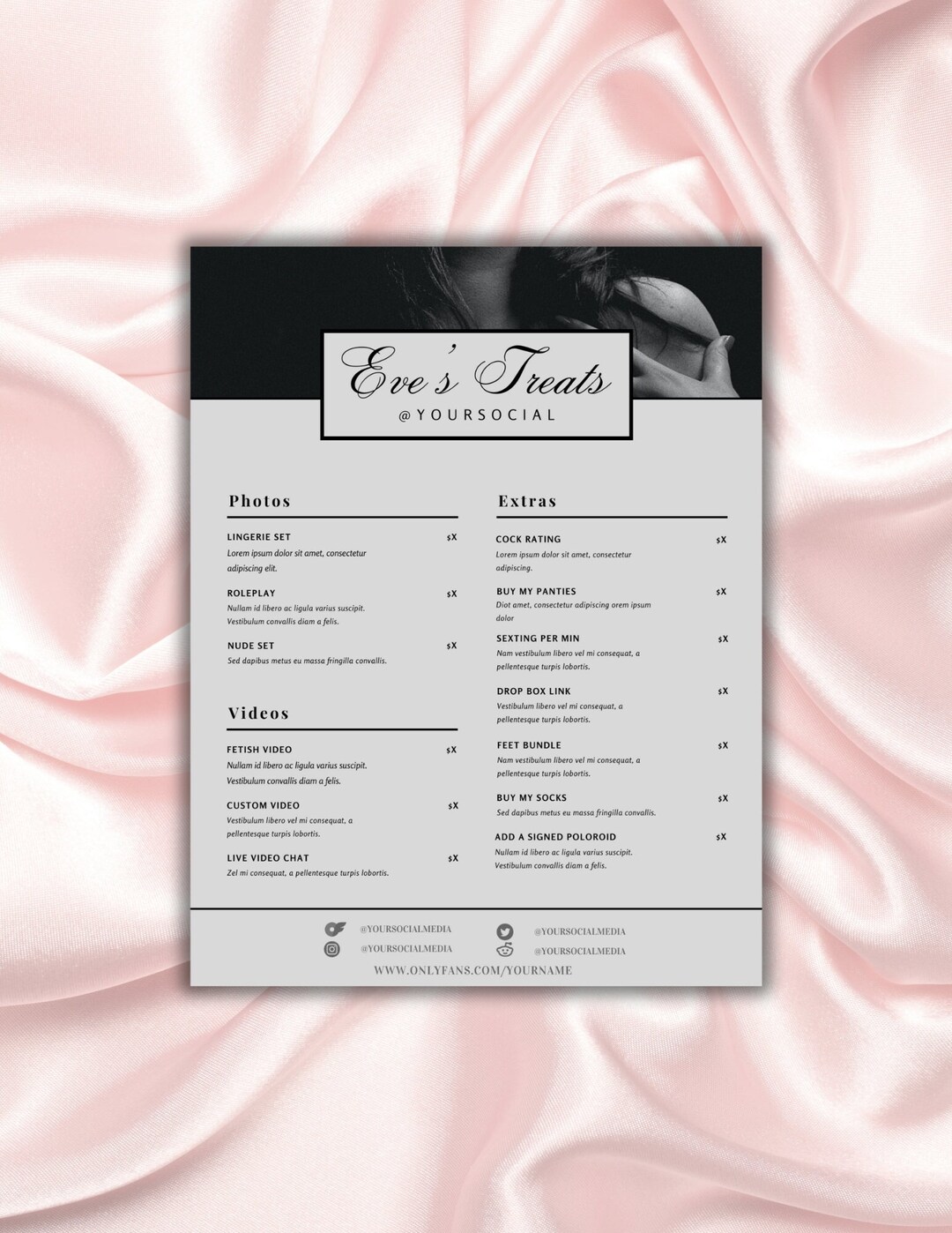 Onlyfans Minimalist Tipping Menu Adult Creator List Camming, Cam Girl ...