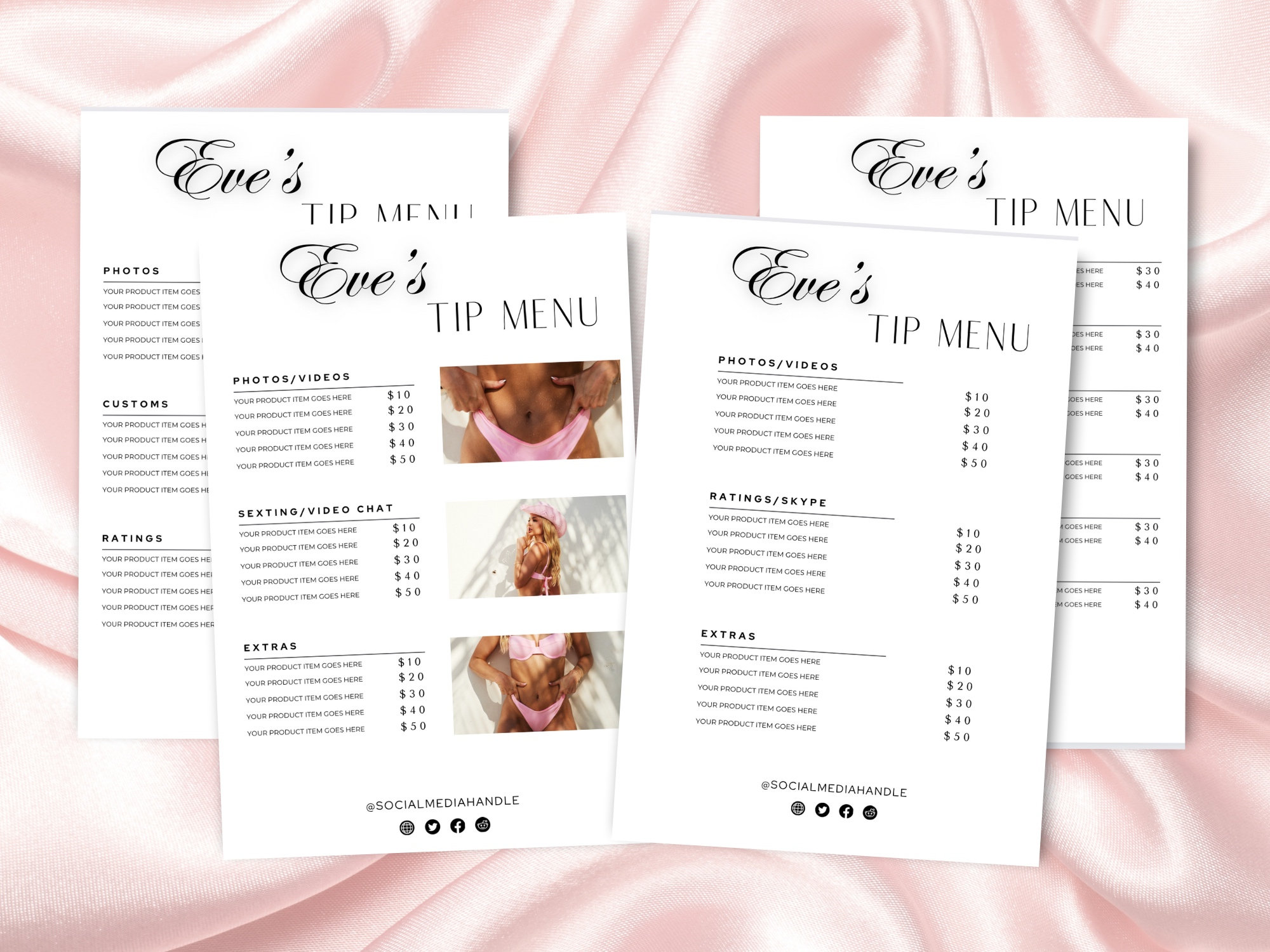 Onlyfans Minimalist Tipping Menu Bundle Adult Creator List Camming, Cam ...