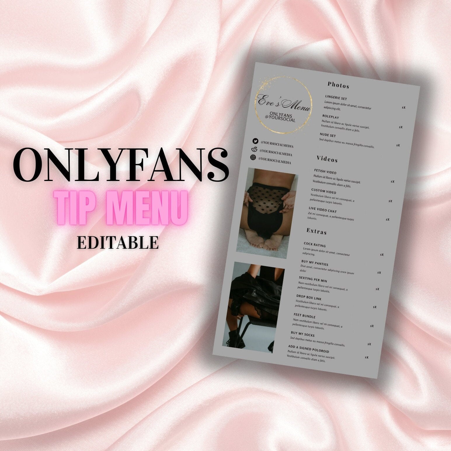 Onlyfans Minimalist Tipping Menu Adult Creator List - Etsy