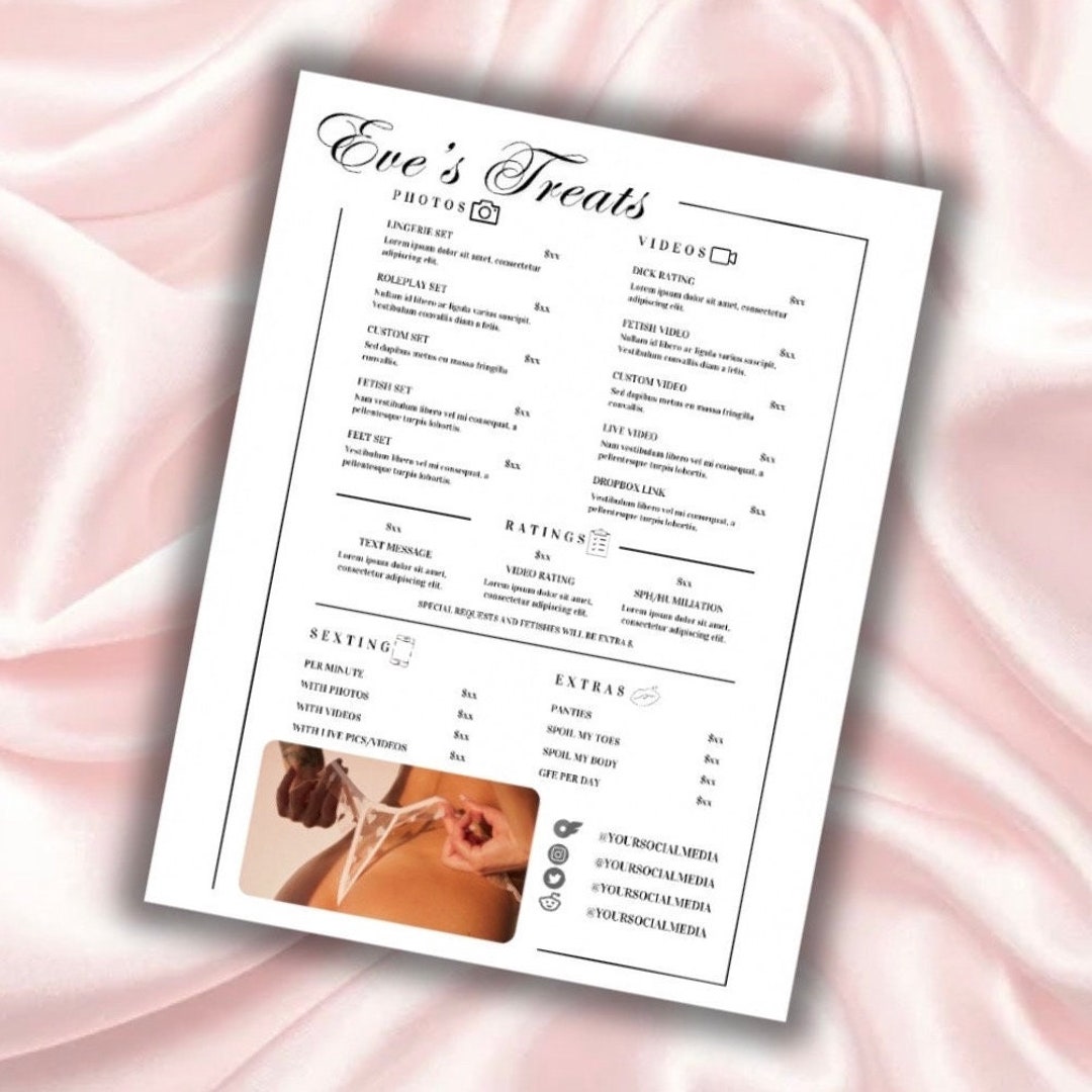 Onlyfans Minimalist Tipping Menu Adult Creator List Camming, Cam Girl ...