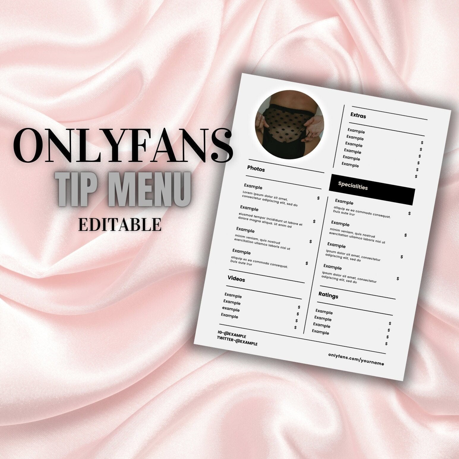 Onlyfans Tip Menu Model Tipping Adult Creator List Camming, Cam Girl ...