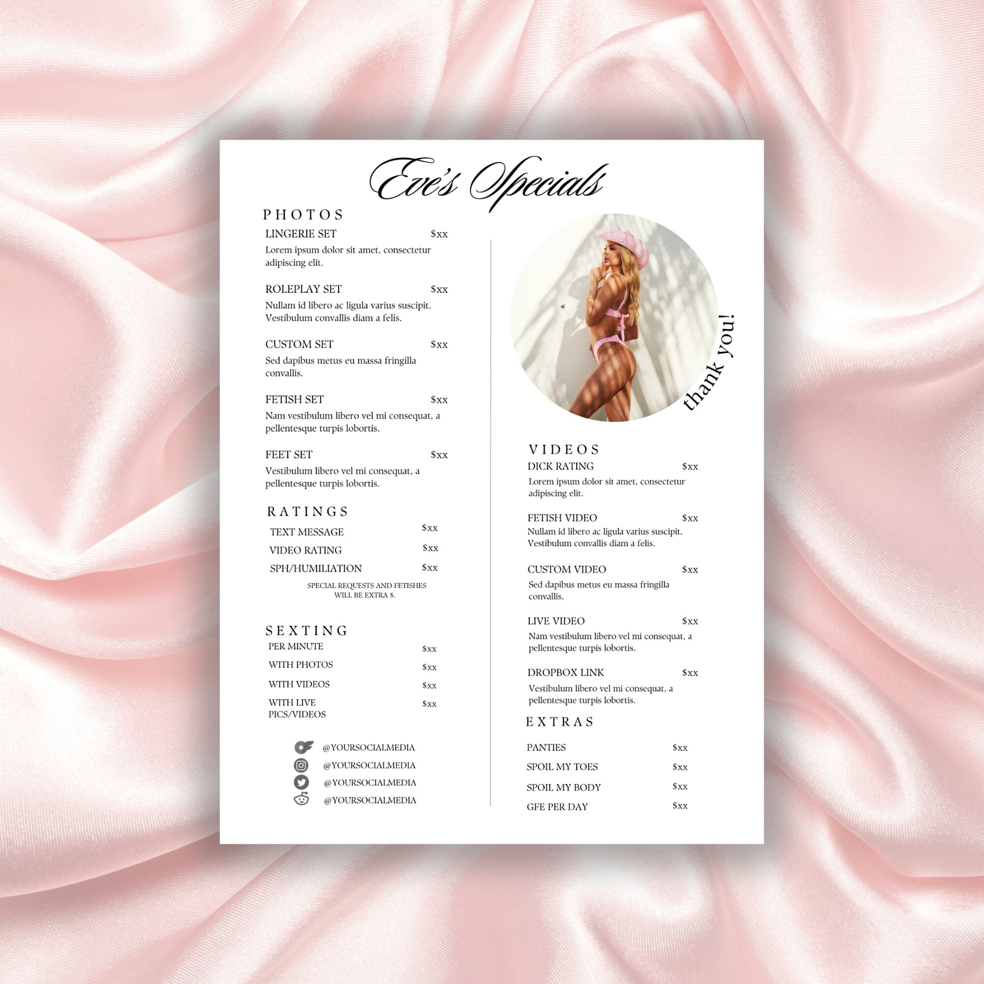 Onlyfans Elegant Tipping Menu Adult Creator List Camming, Cam Girl ...