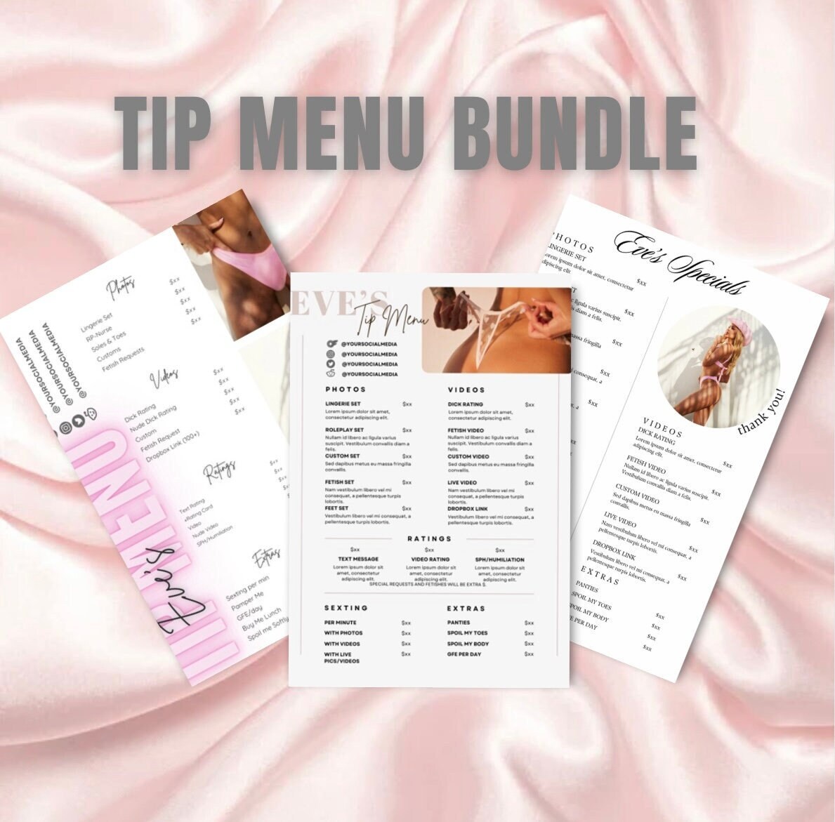 Onlyfans Minimalist Tipping Menu Bundle Adult Creator List Camming, Cam ...