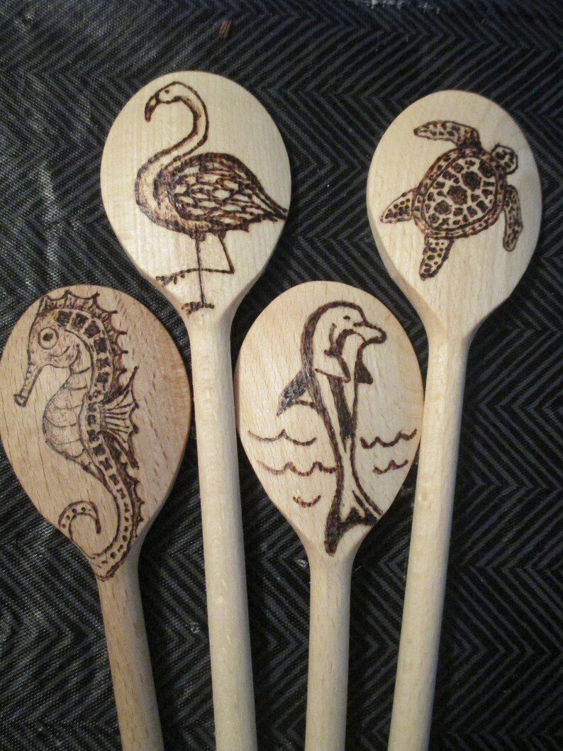 Wood Kitchen Spoons Hand Burned Unique Gift - Etsy